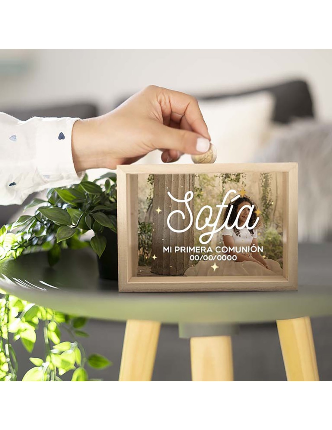 Hucha de madera personalizada - Mi primera comunión